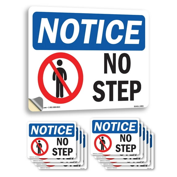 No Step With Symbol OSHA Notice Vinyl Decal Label 7 Inch x 5 Inch - 10 ...