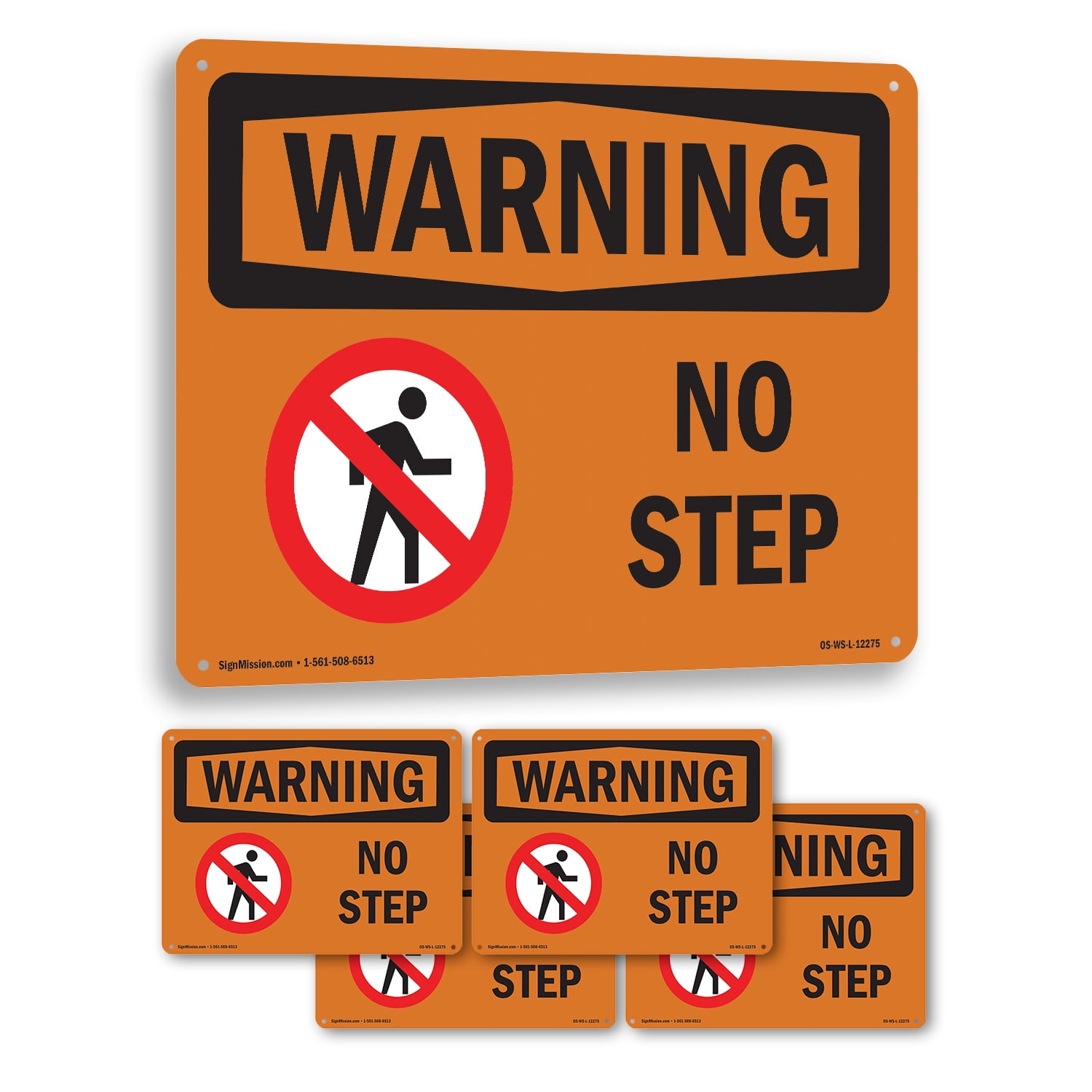 No Step With Symbol OSHA WARNING Rigid Plastic Sign 24 Inch x 18 Inch ...