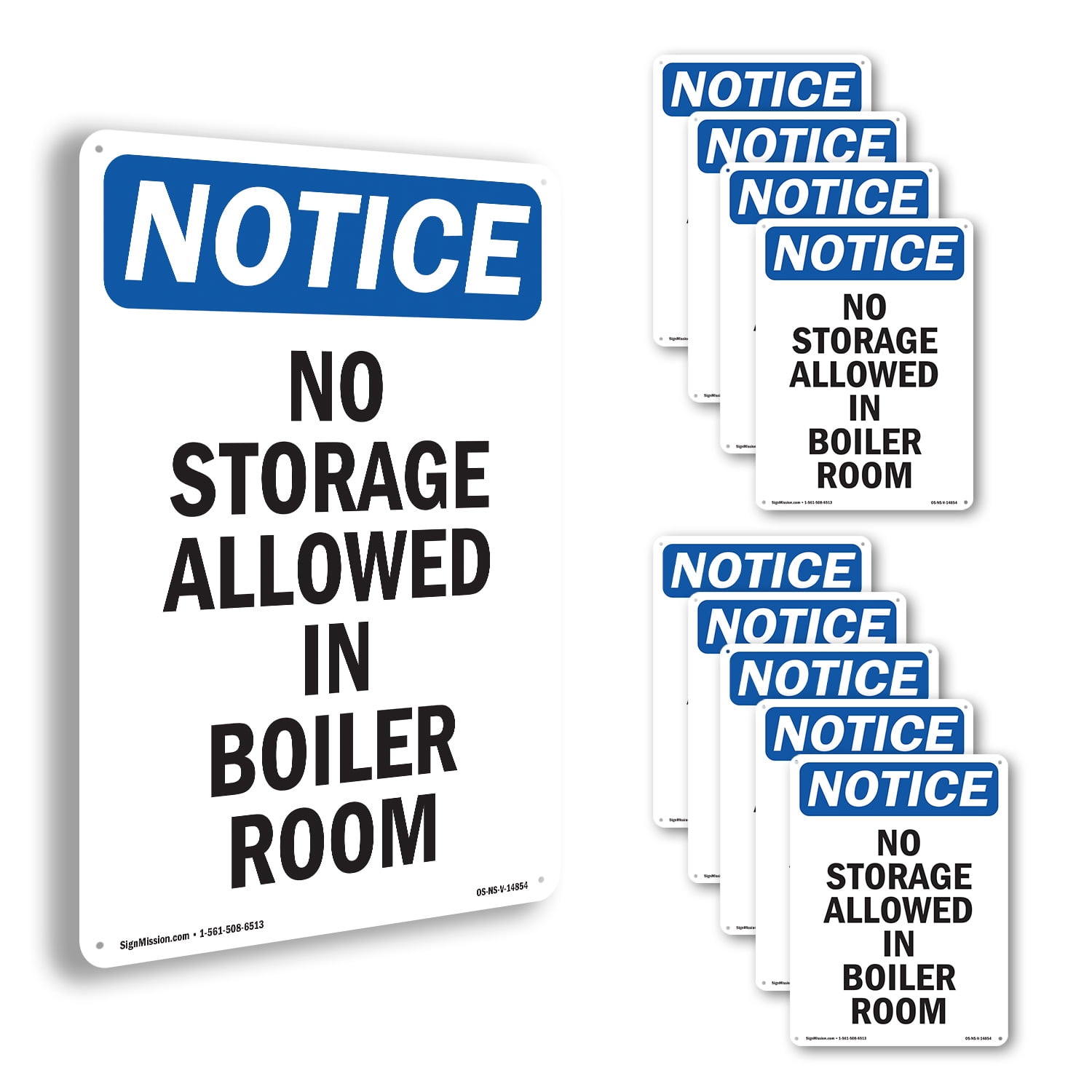 No Storage Allowed In Boiler Room OSHA Notice Aluminum Sign 10 Inch x 7 ...