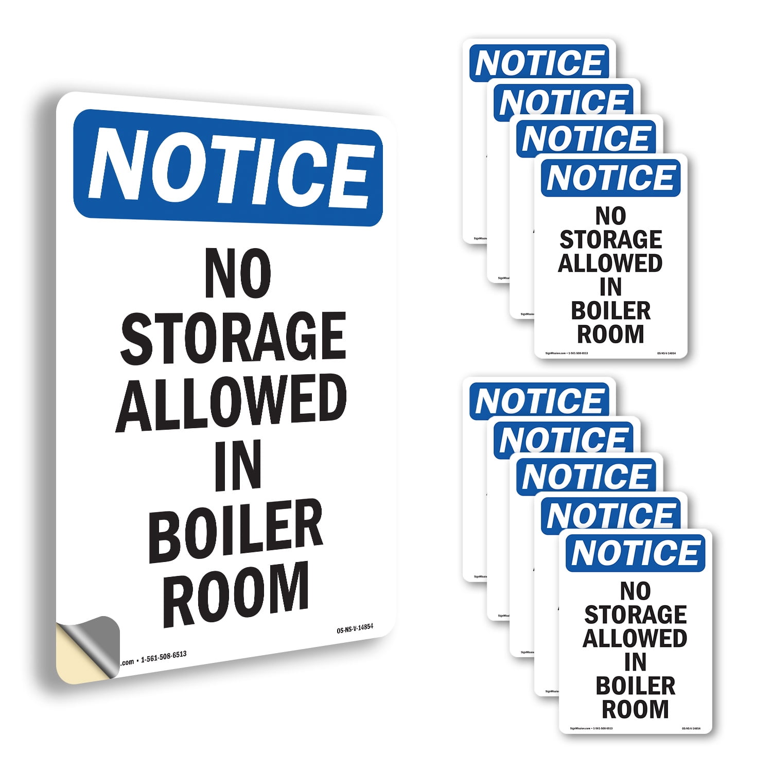 No Storage Allowed In Boiler Room OSHA Notice Vinyl Decal Label 7 Inch ...