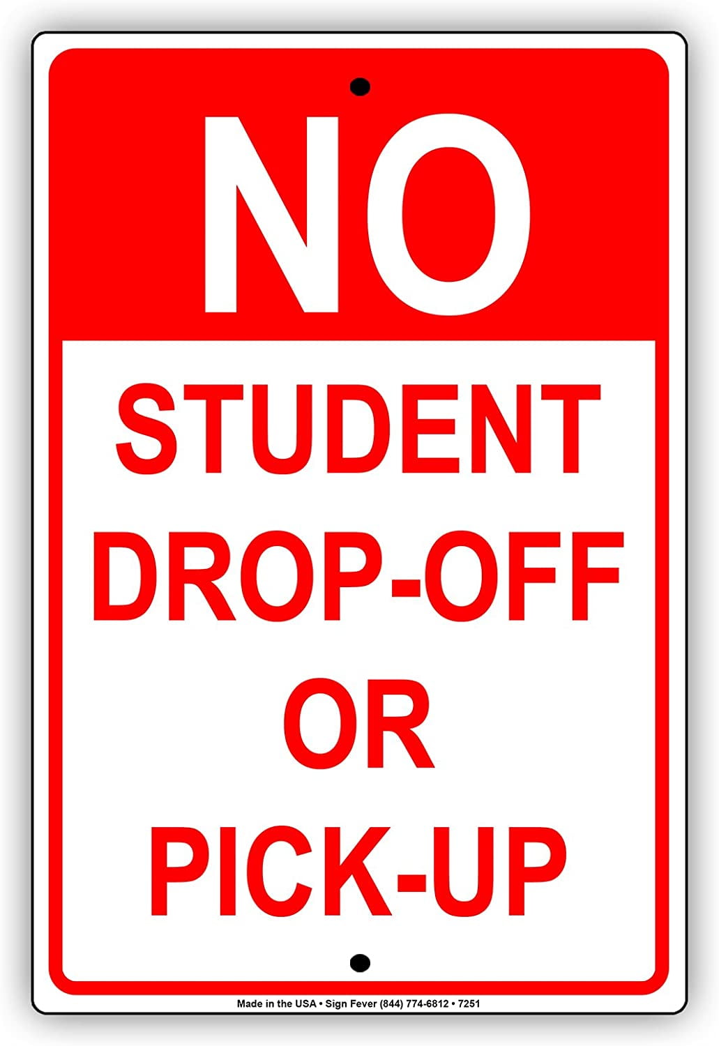 No Student Drop-Off Or Pick-Up School College University Warning Notice ...