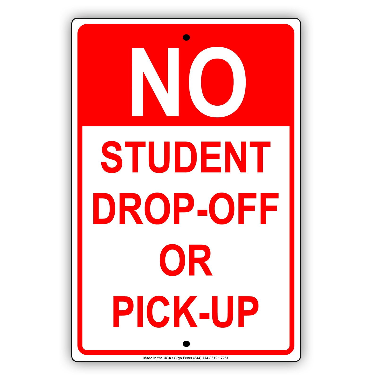 No Student Drop-Off Or Pick-Up School College University Warning Notice ...