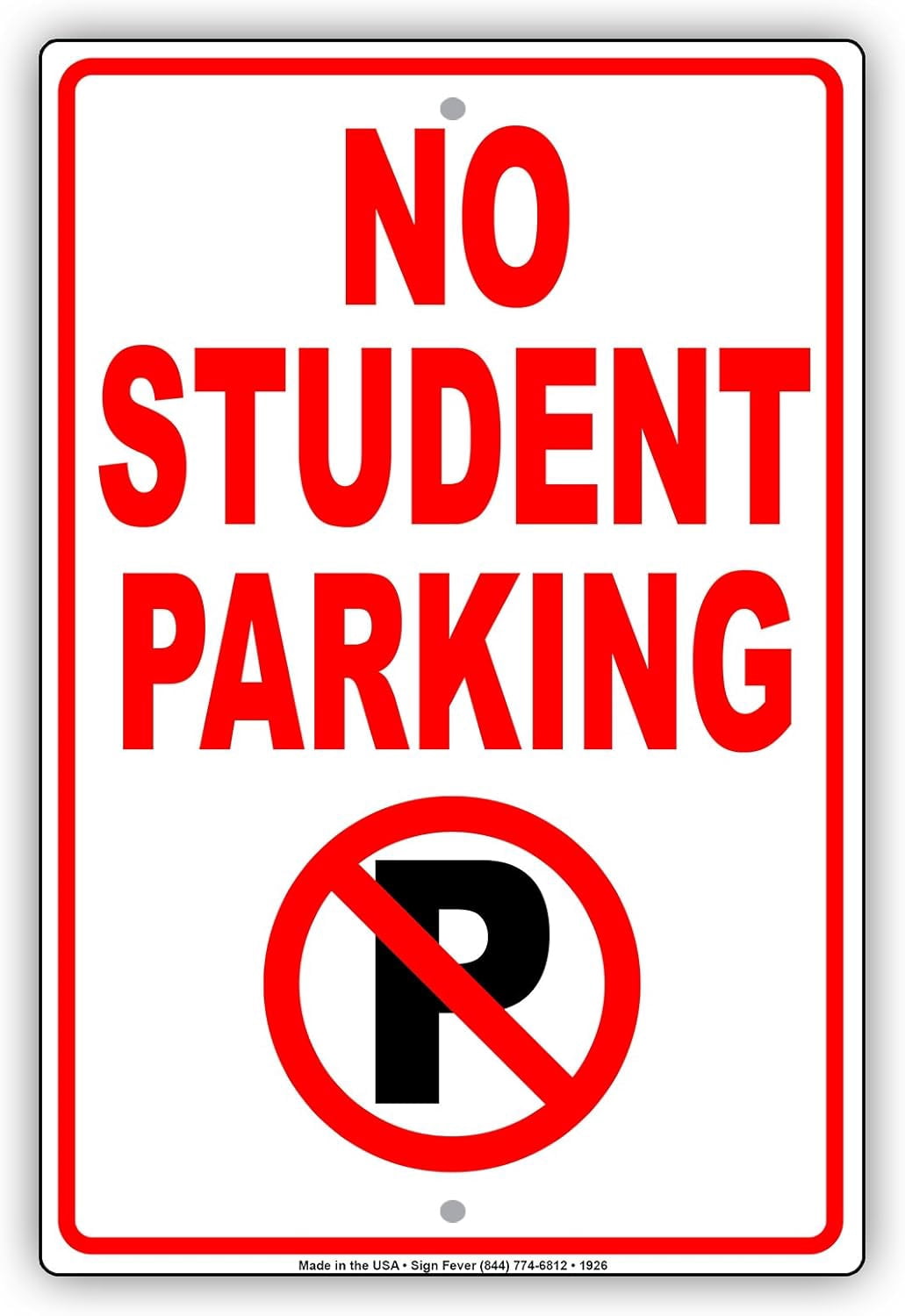 No Student Parking Restriction Alert Caution Warning Notice Aluminum ...