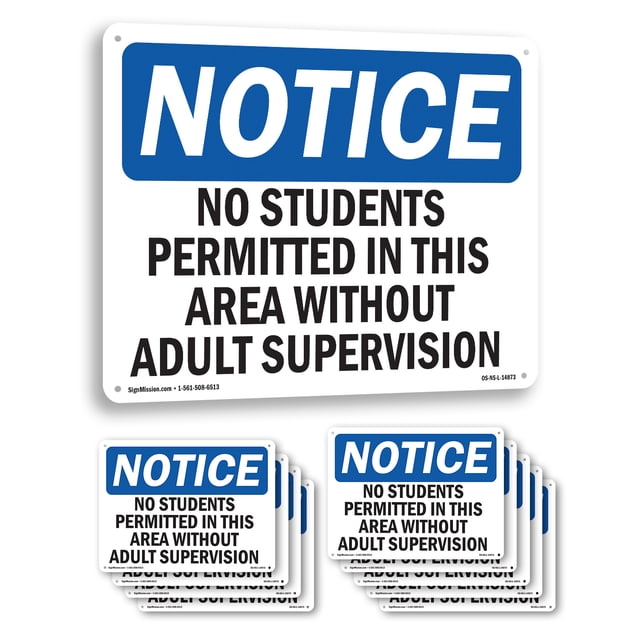 No Students Permitted In This Area Without OSHA Notice Aluminum Sign 10 ...