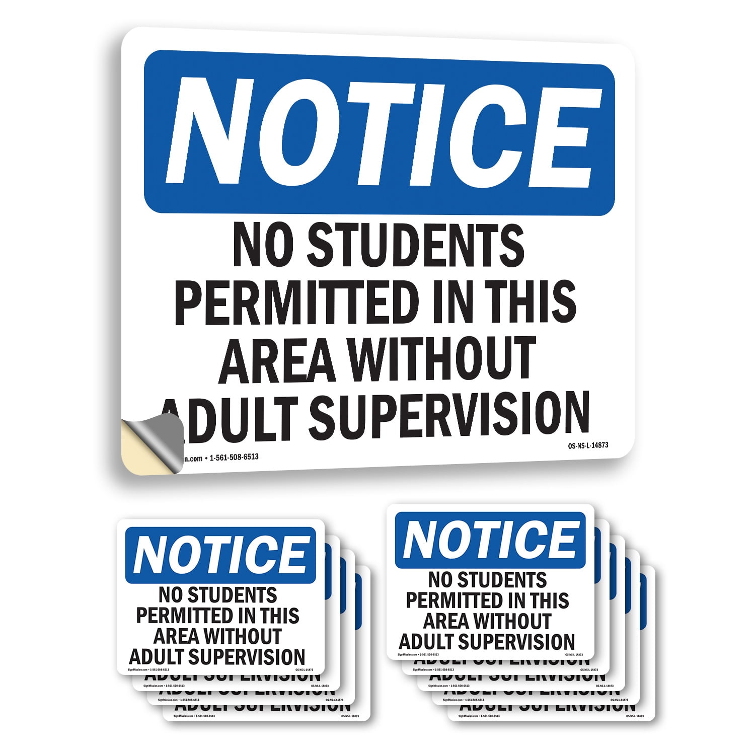 No Students Permitted In This Area Without OSHA Notice Vinyl Decal ...
