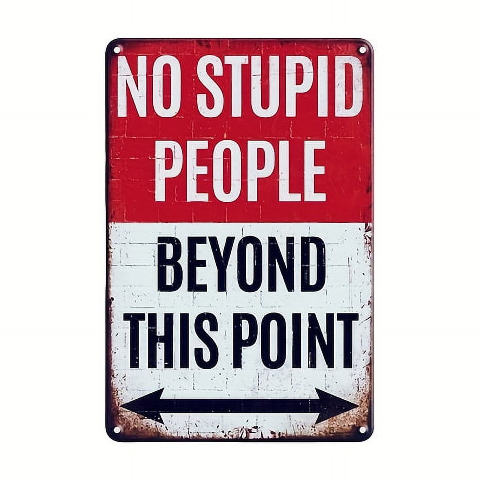No Stupid People Beyond This Point Metal Sign Retro Wall Decor for Bars ...