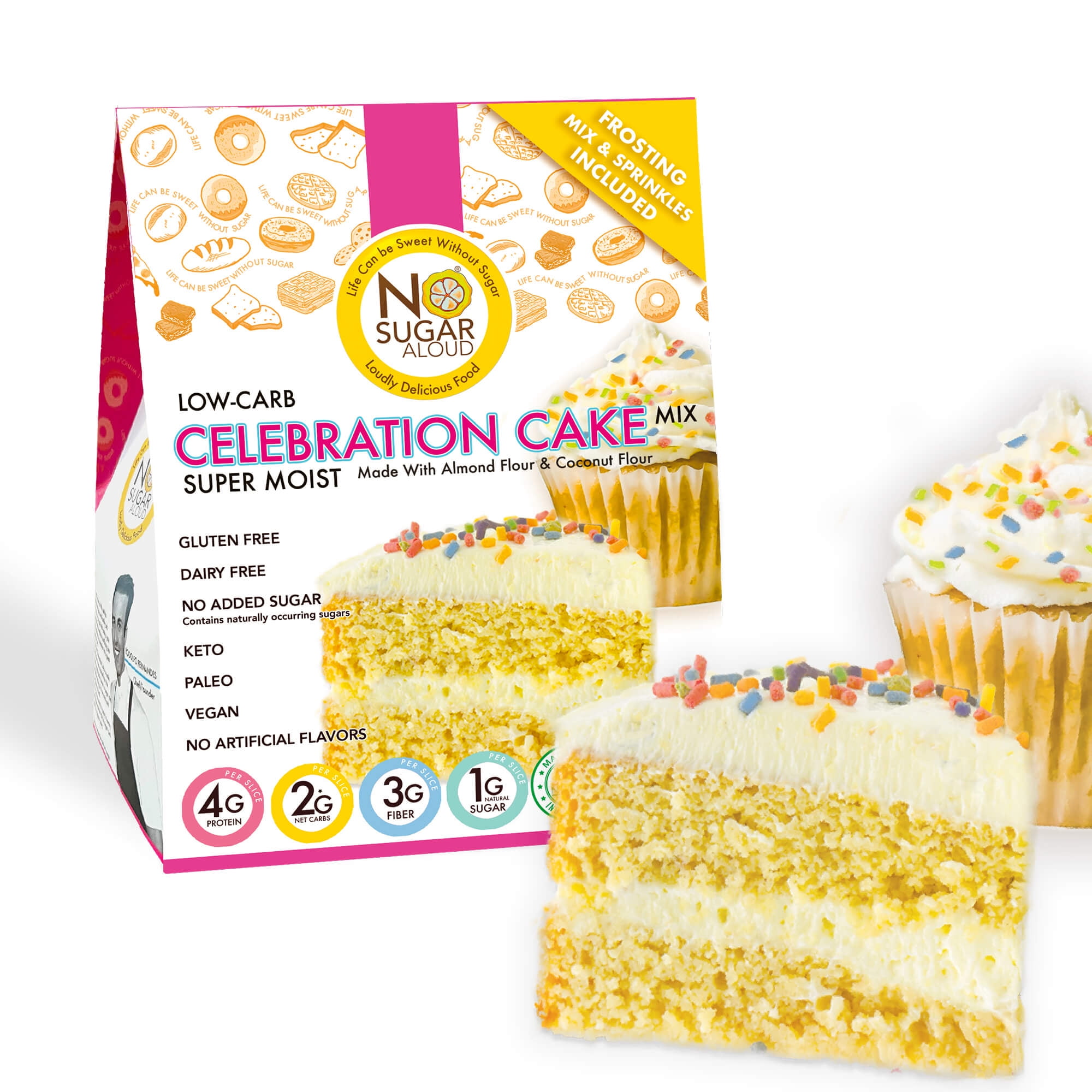 No Sugar Aloud Carb Celebration Cake Mix | Keto, Vegan, Gluten-Free ...