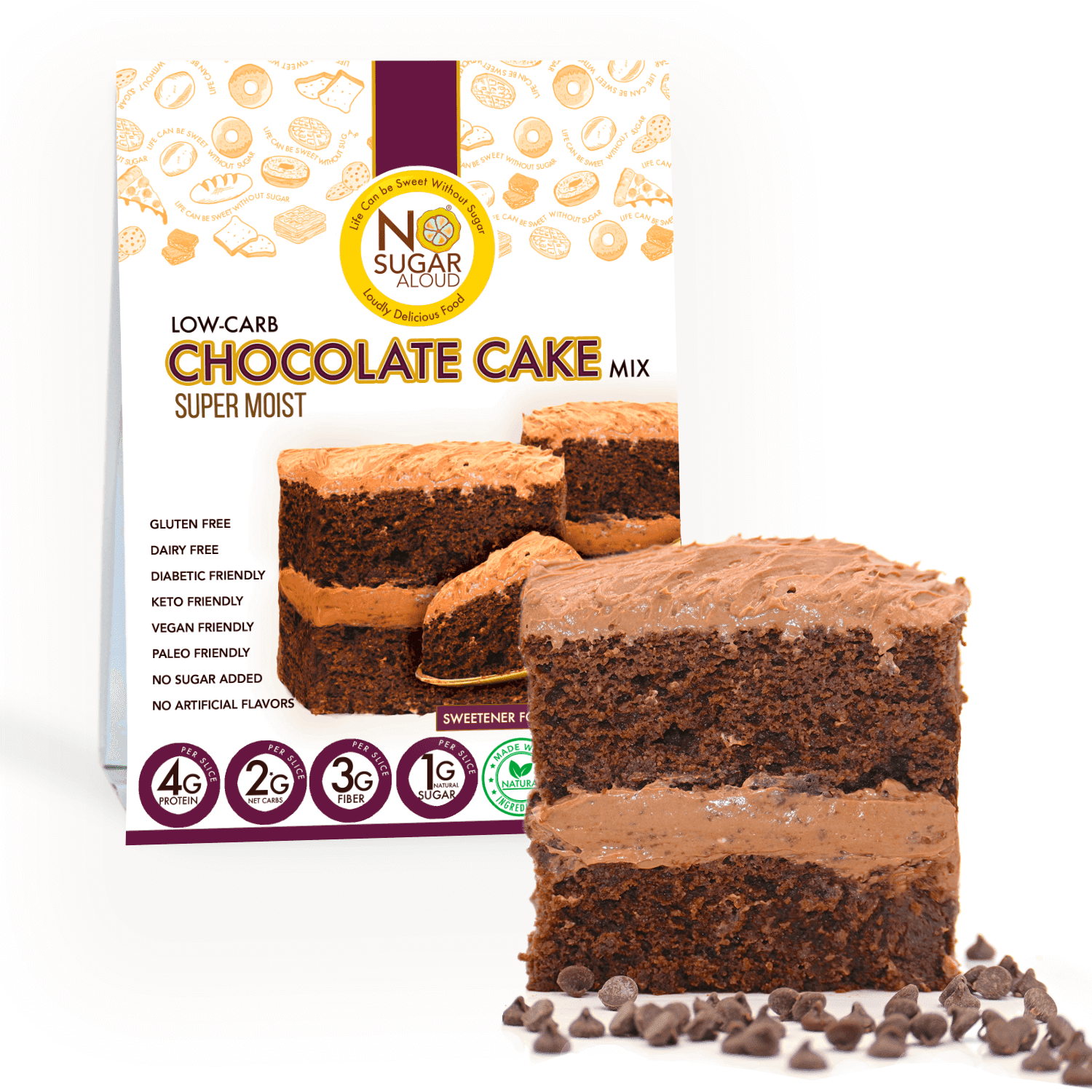 No Sugar Aloud - Low Carb Chocolate Cake Baking Mix (Keto, Vegan ...