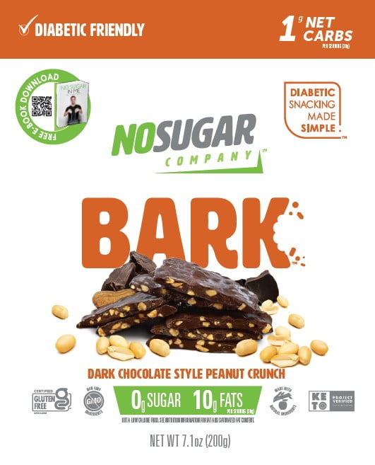 No Sugar Bark Dark Chocolatey Peanut Crunch 200g - Walmart.com