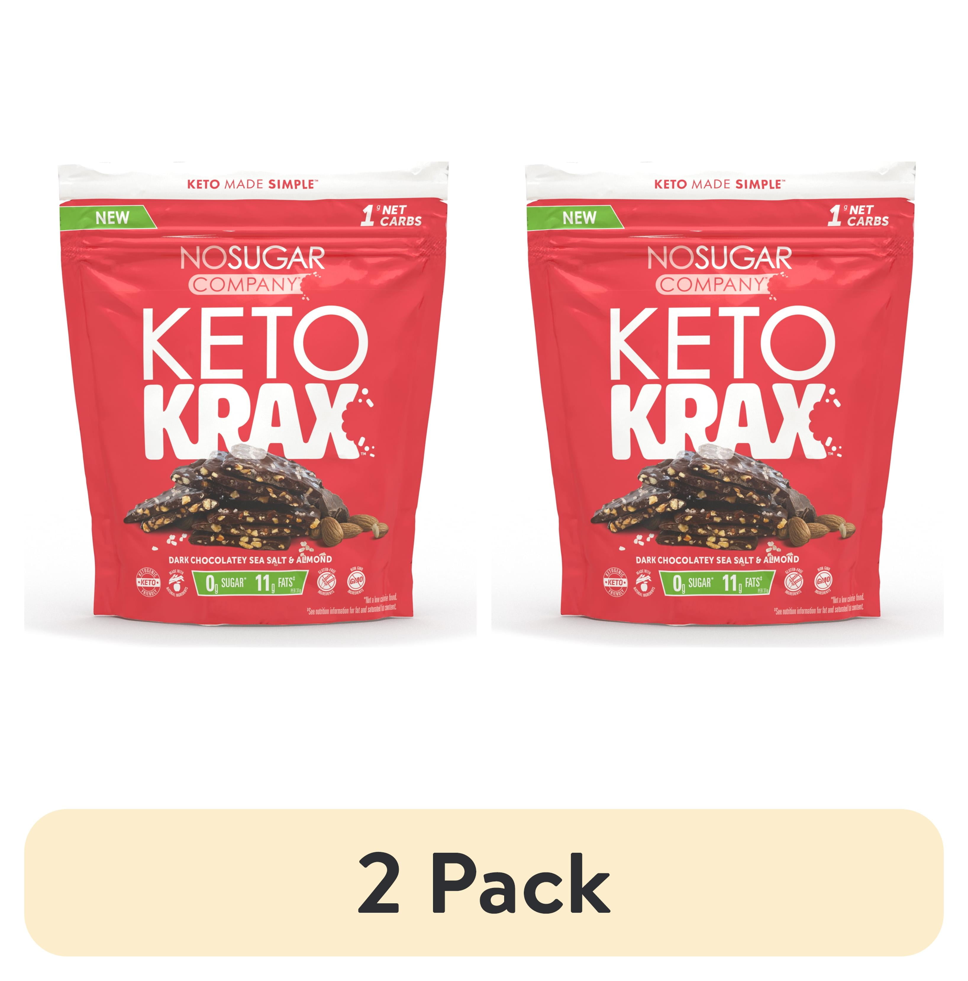 (2 pack) No Sugar Company Keto Krax Dark Chocolatey Sea Salt & Almond ...