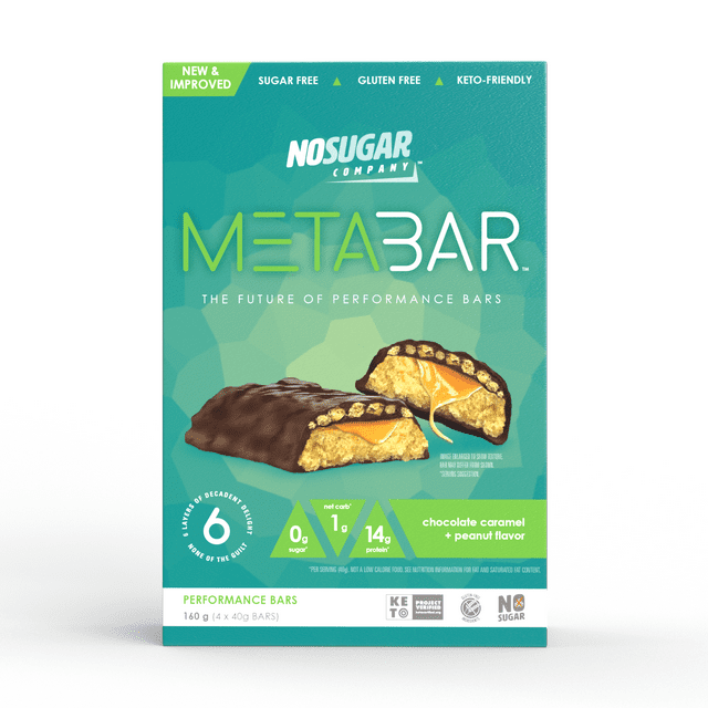 No Sugar Company Metabar Chocolate, Caramel and Peanut Butter Flavor ...