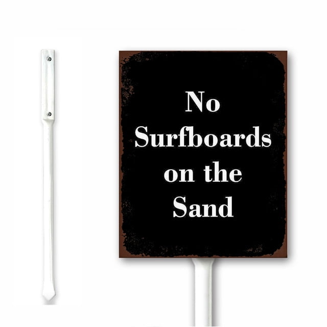 No Surfboards on the Sand Metal Sign for Outdoor Black Yard Sign With ...