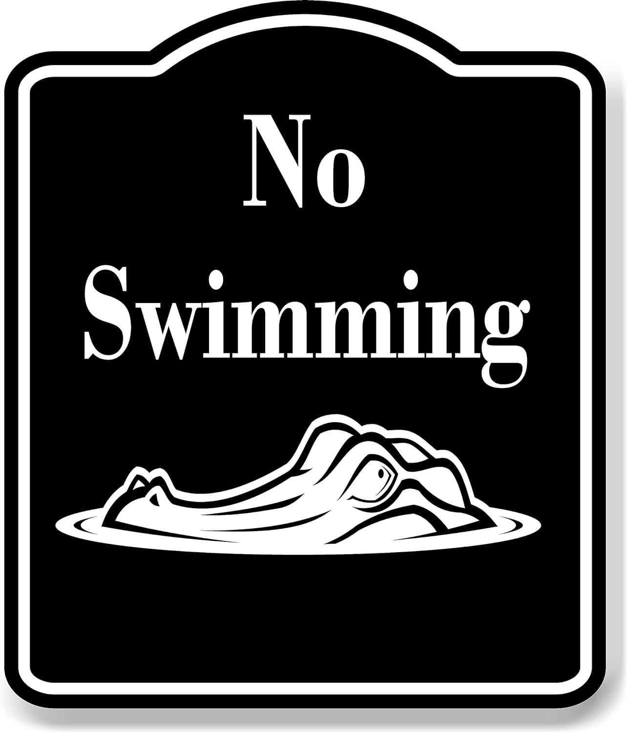 No Swiming Alligator Symbol BLACK Aluminum Composite Sign, 20"x24 ...