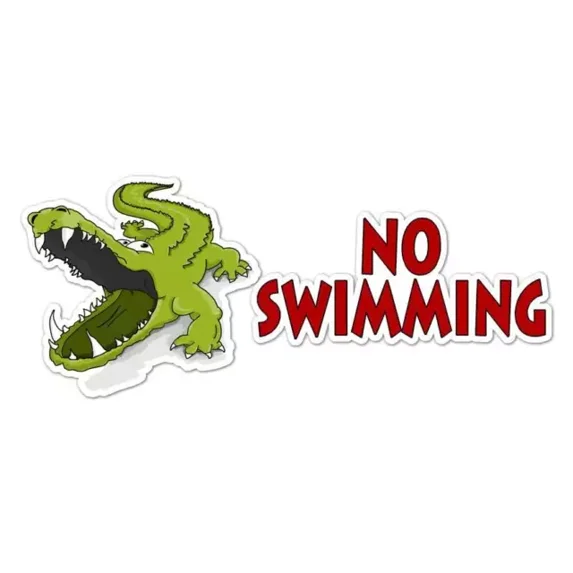 No Swimming Alligator Sticker Indoor Outdoor Phone Decal Water Bottle ...