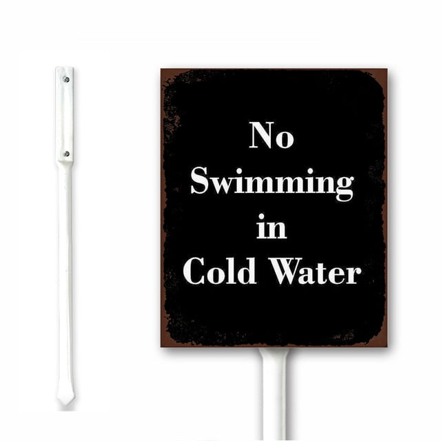 No Swimming in Cold Water Metal Yard Sign With Stake Lawn Sign Outdoor ...