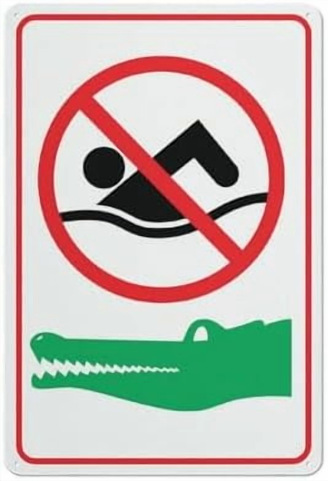 No Swimming Crocodiles Sign Signs Outdoor, Uv Printed Aluminum 12 X 8 ...