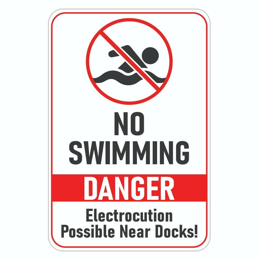 No Swimming Danger Electrocution Possible Near Docks! Metal Aluminum ...