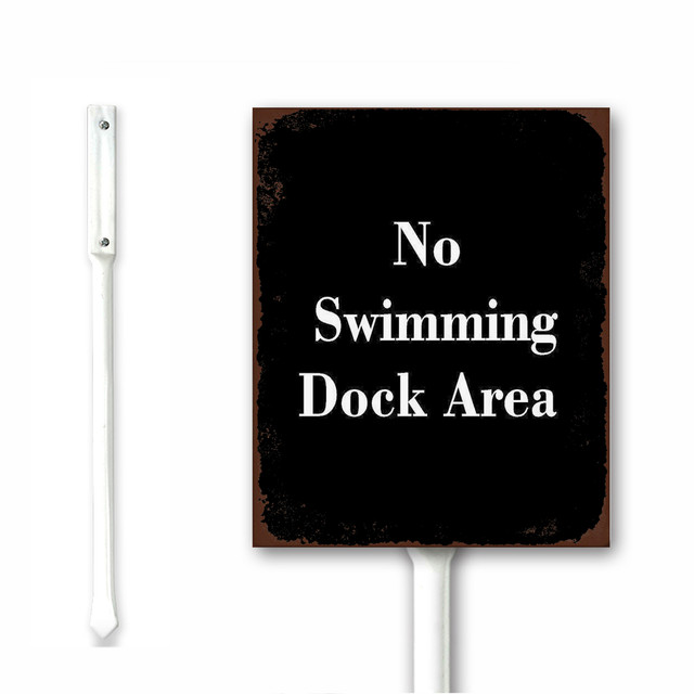 No Swimming - Dock Area Metal Sign for Outdoor Black Yard Sign With ...