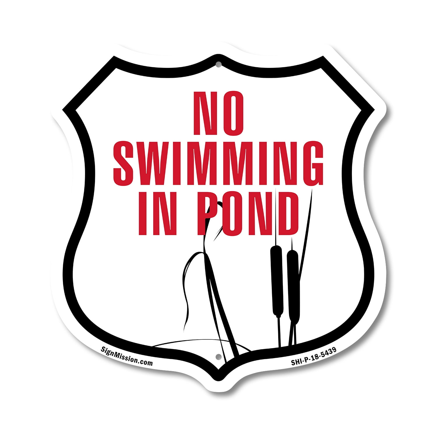 No Swimming In The Pond (5 Pack) 12 inch X 12 inch Shield-Shaped Rust ...