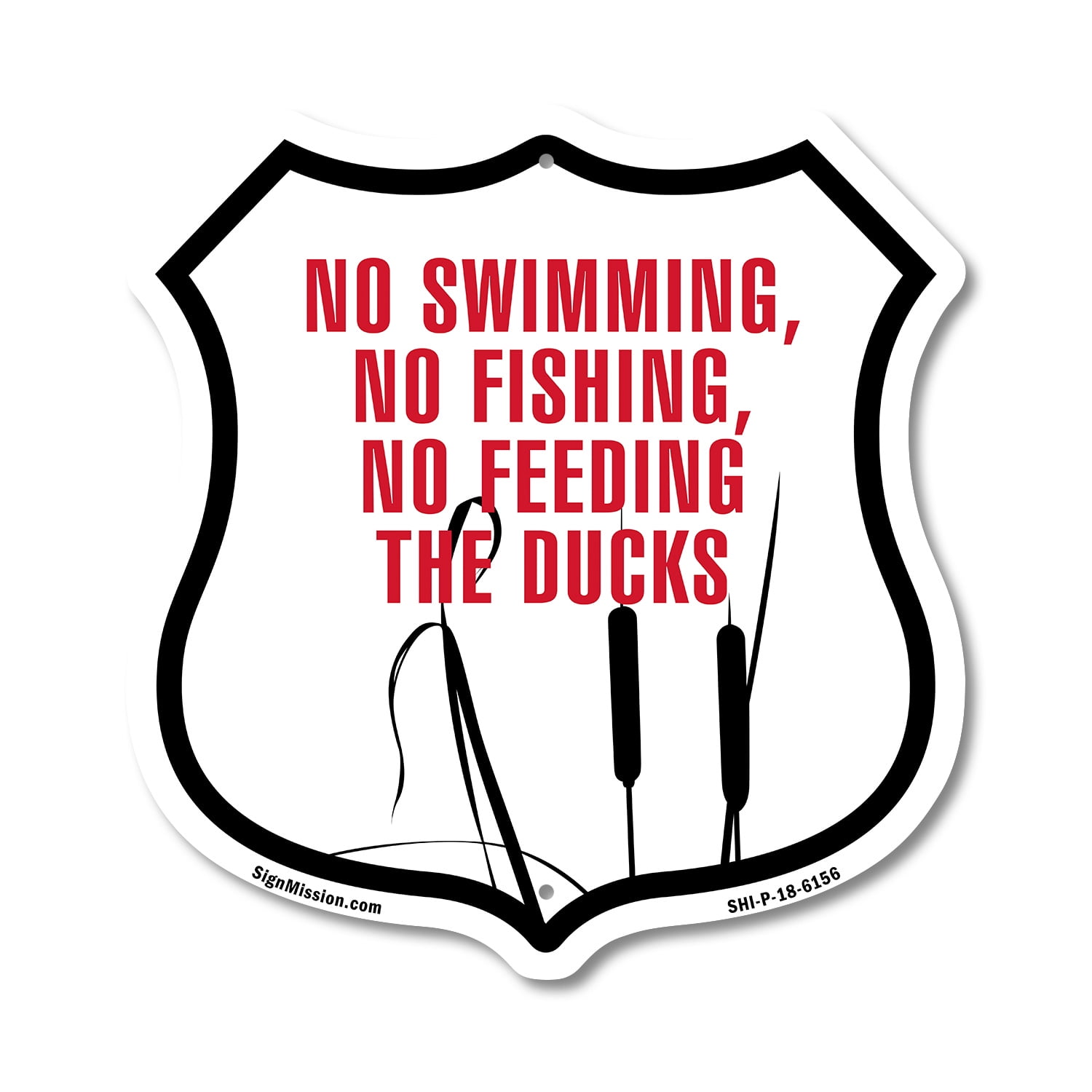 No Swimming No Fishing No Feeding The Ducks 12 inch X 12 inch Shield ...