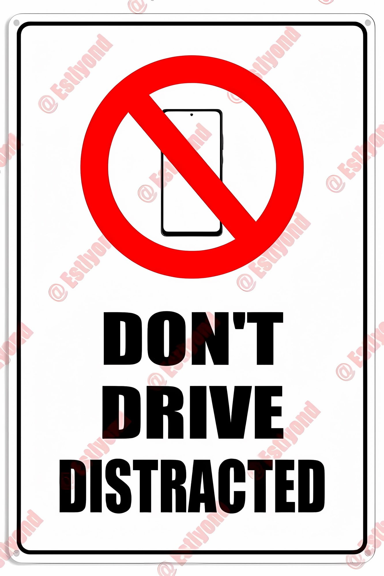 No Texting & Cell Phone Law Don't Drive Distracted Aluminum Sign - 8 ...