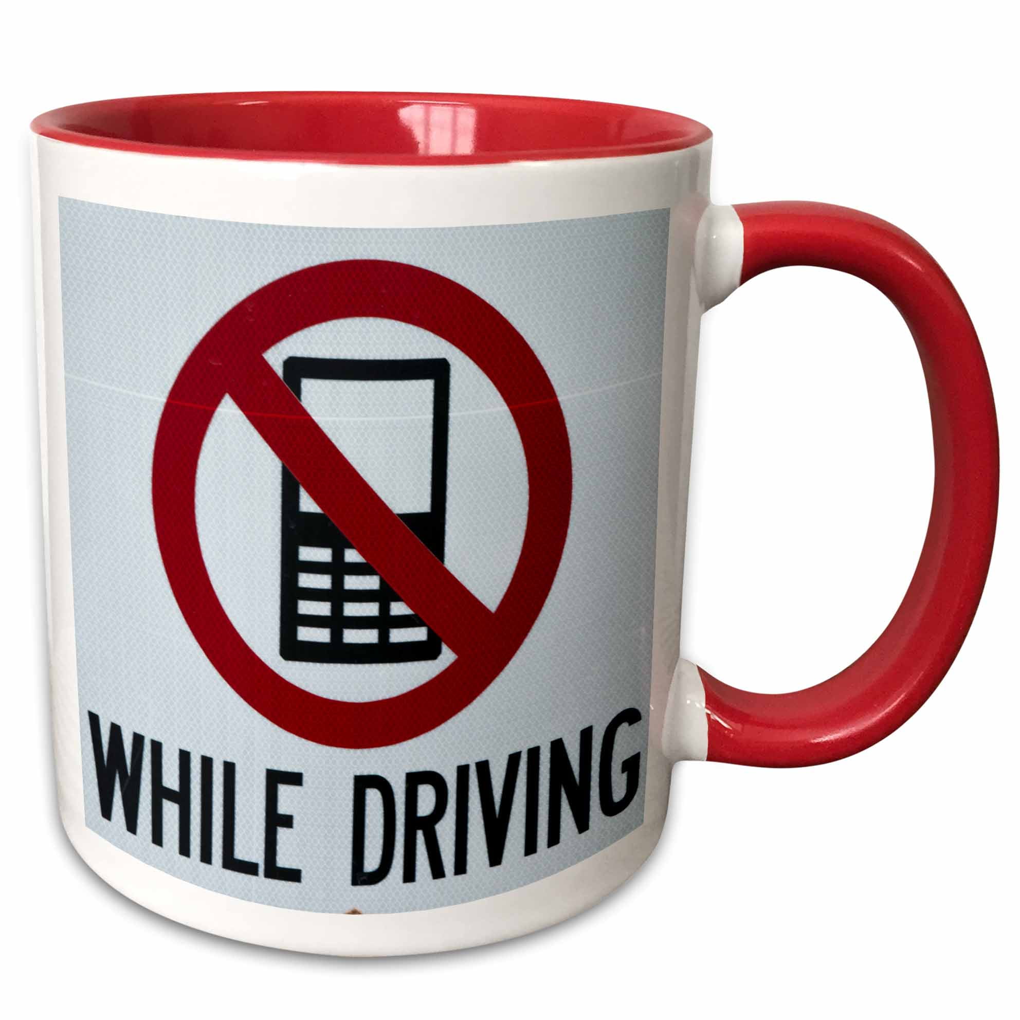 3drose, No Texting While Driving Sign Dangerous Practice, 15oz Two-tone ...