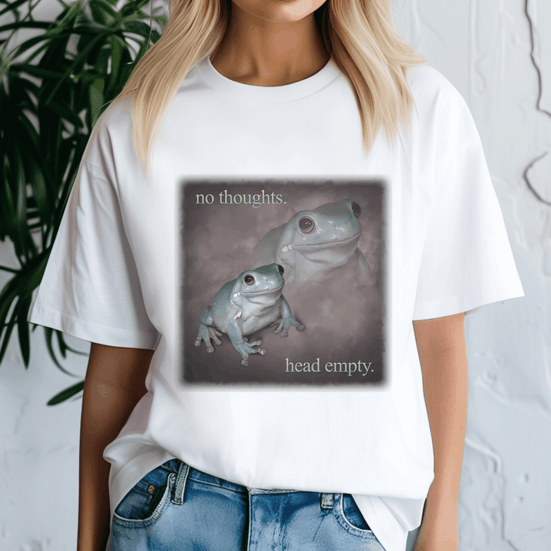 No Thoughts Head Empty Frog Retro Word , Meme Tee, Trending Tshirt, Raccoon Shirt, Funny Friend ...