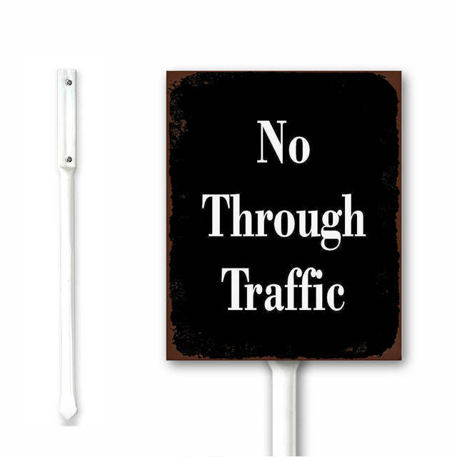 No Through Traffic Metal Sign for Outdoor Black Yard Sign With Stake 8 ...