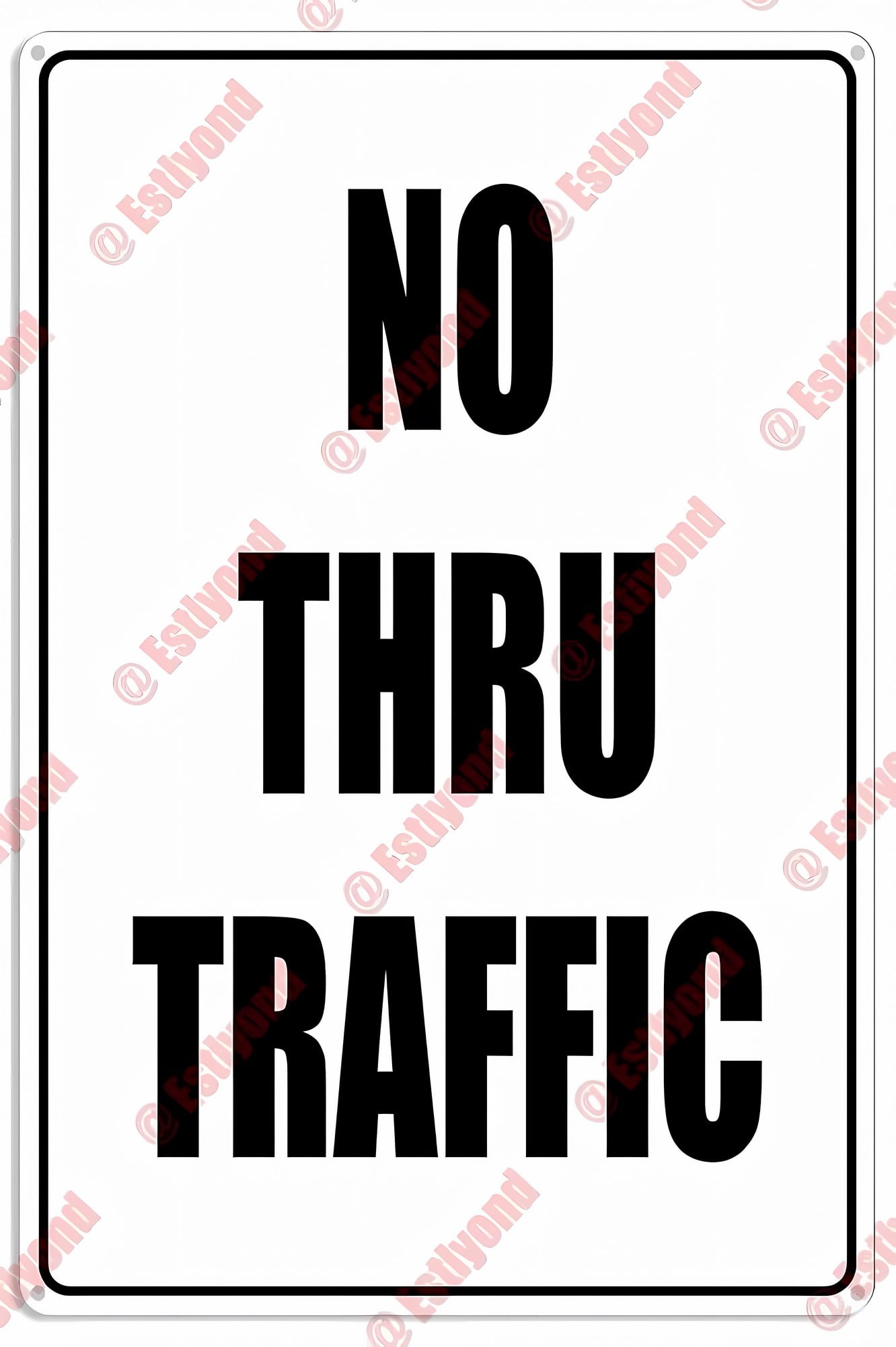 No Thru Traffic Caution Aluminum Metal Sign - 8"x12", Warning Decor for ...