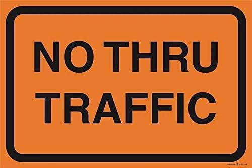 No Thru Traffic Orange Road Street Construction Area Work Zone Safety ...