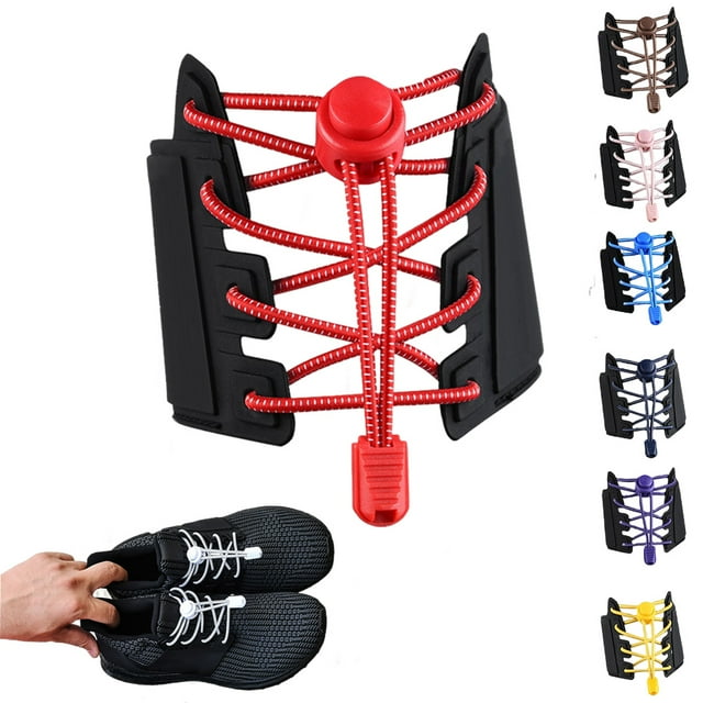 No Tie Shoelaces Elastic Heavy Duty Lock Adjustable Multi-colored Kids ...