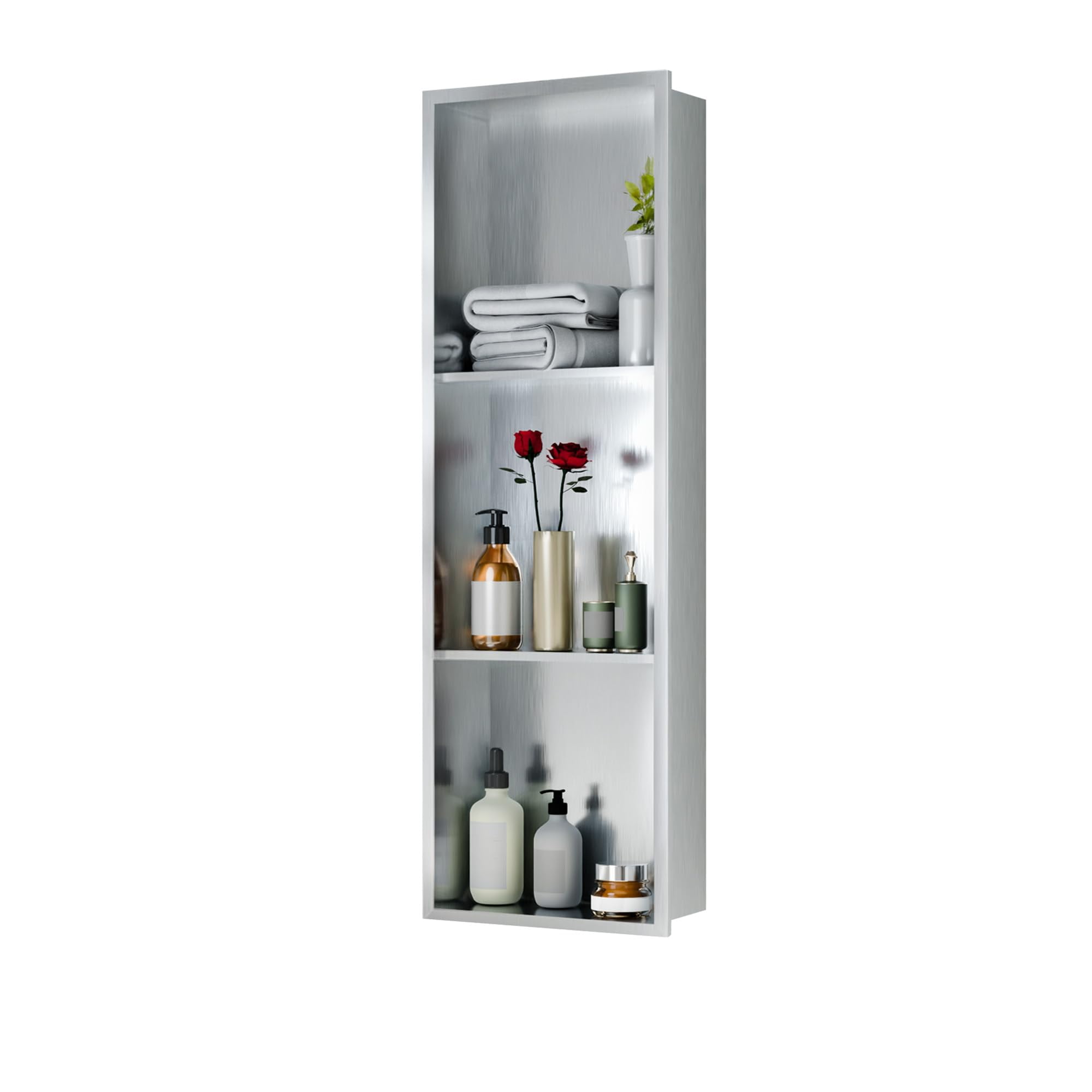 No Tile Shower Niche, Stainless Steel Wall Niche, 1/2/3-Tier Bathroom ...