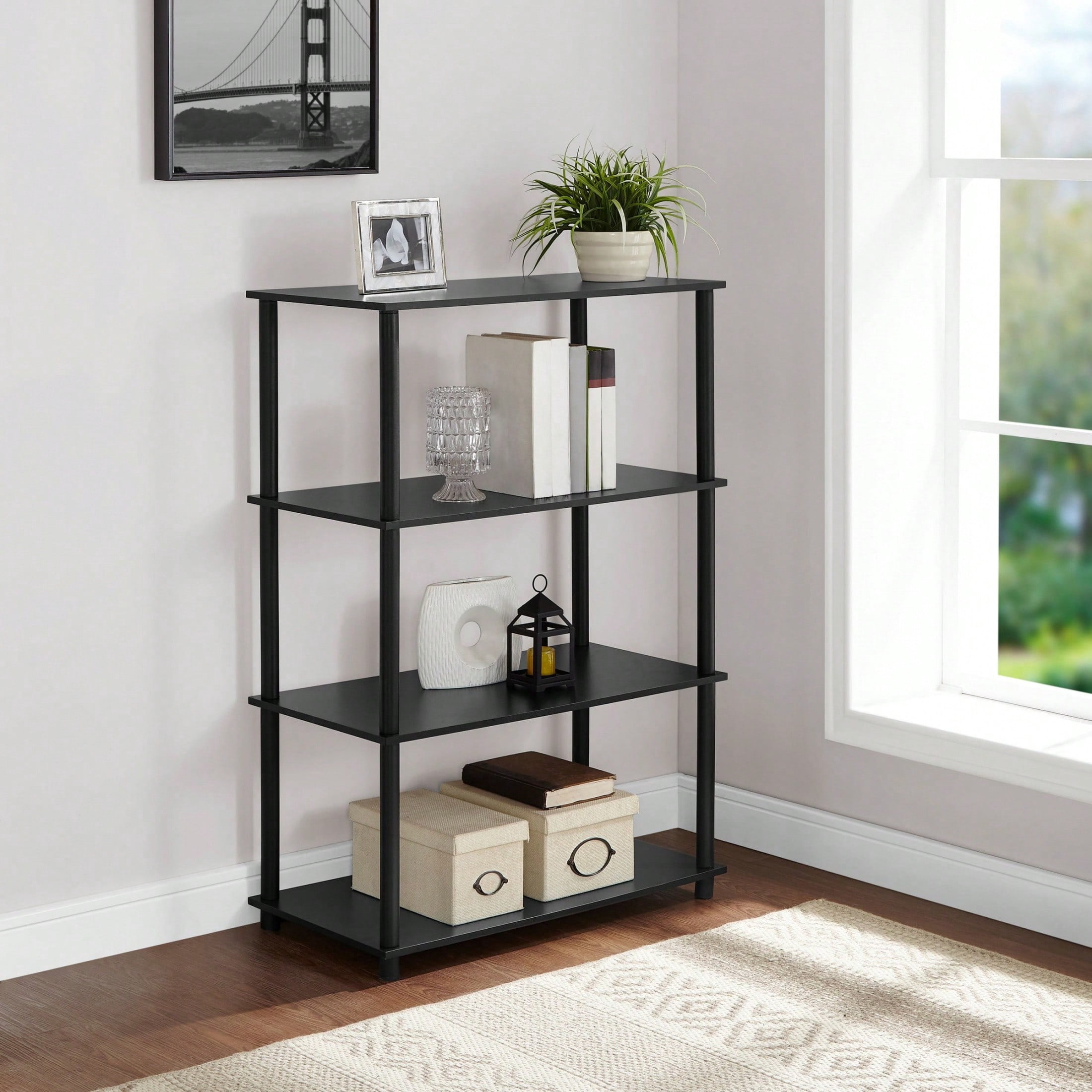 No Tools 4-Shelf Storage Bookcase, White - Walmart.com