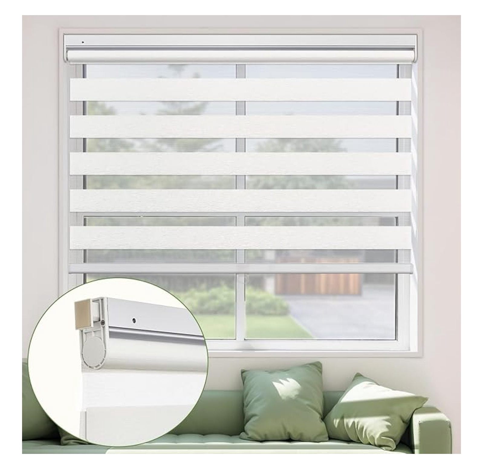 No Tools No Drill Cordless Zebra Blinds Light Filtering Privacy ...