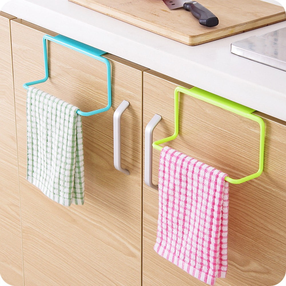 No-Trace Towel Rack Hanging Holder Organizer, Hang On Cabinet/Cupboard ...