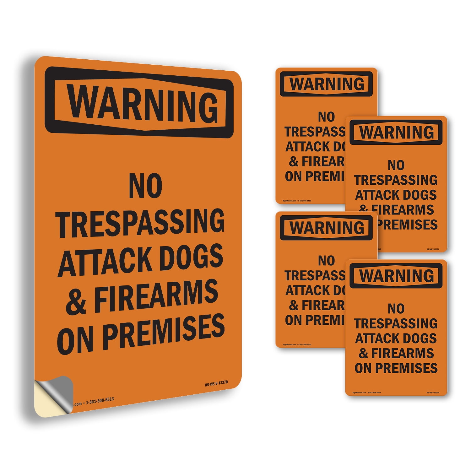 No Trespassing Attack Dogs & Firearms OSHA WARNING Vinyl Decal Label 24 ...