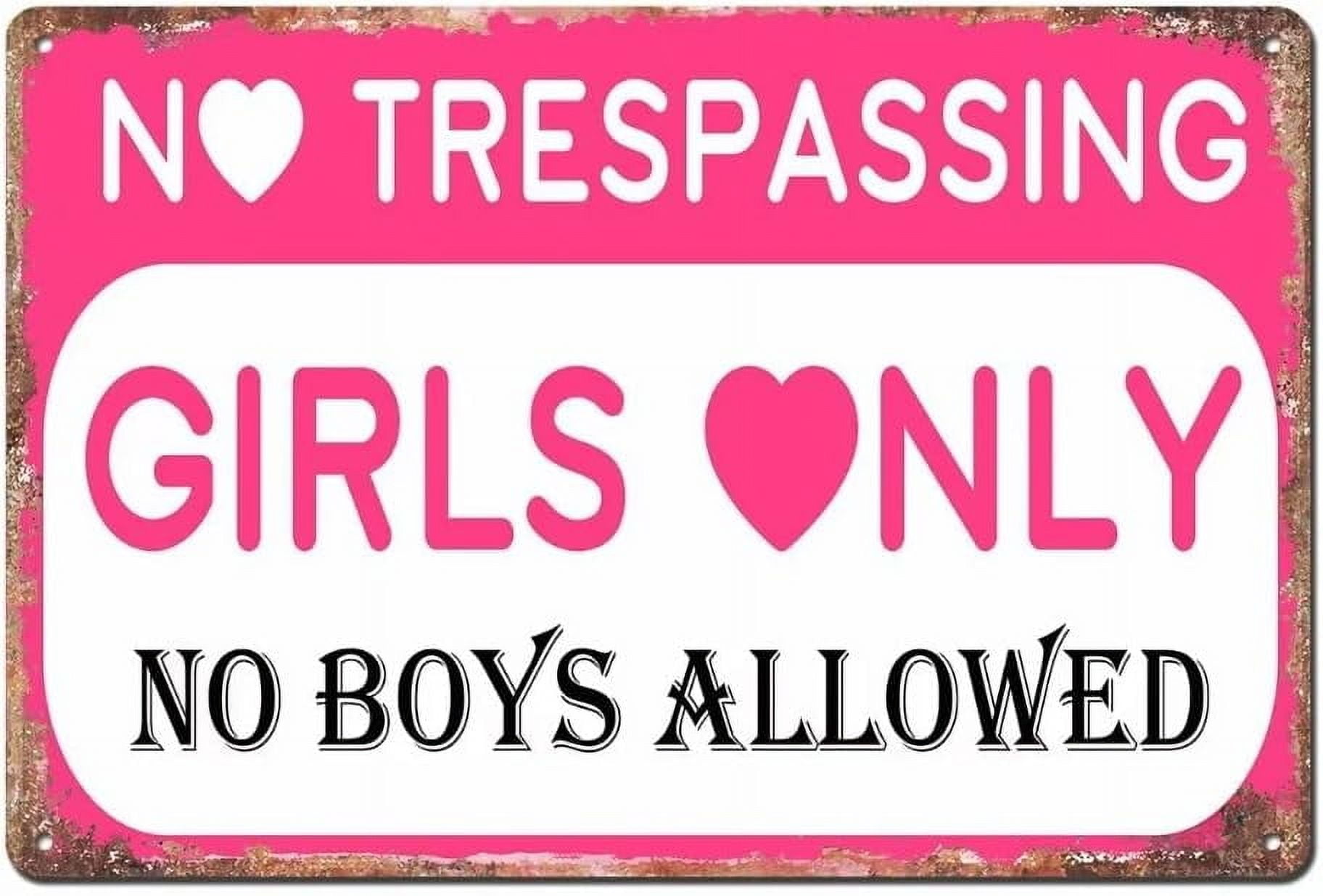 No Trespassing Girls Only Sign Pink Room Decor for Bedroom Door or Wall ...