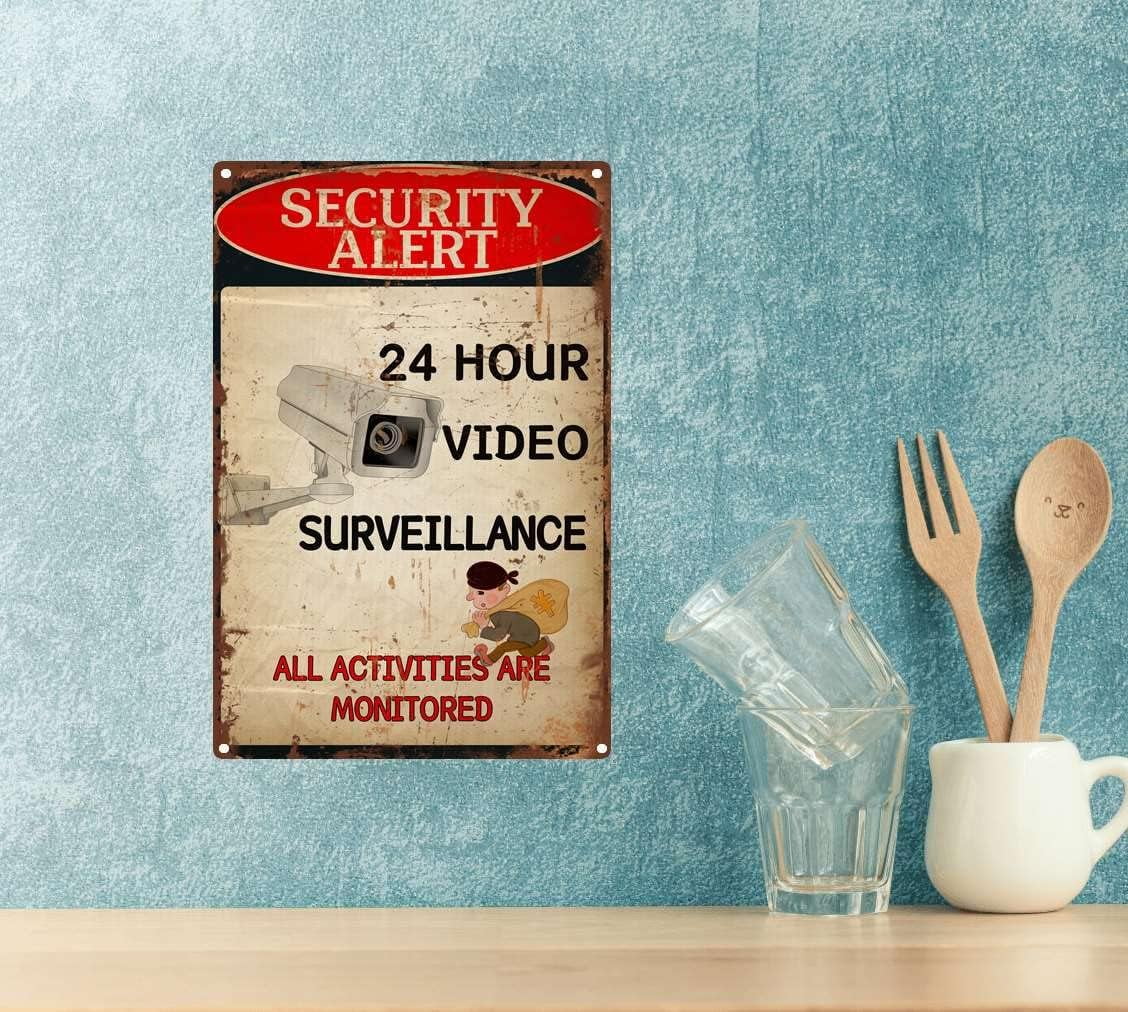 No Trespassing Metal Warning Sign CCTV Security Camera Metal Tin Sign ...