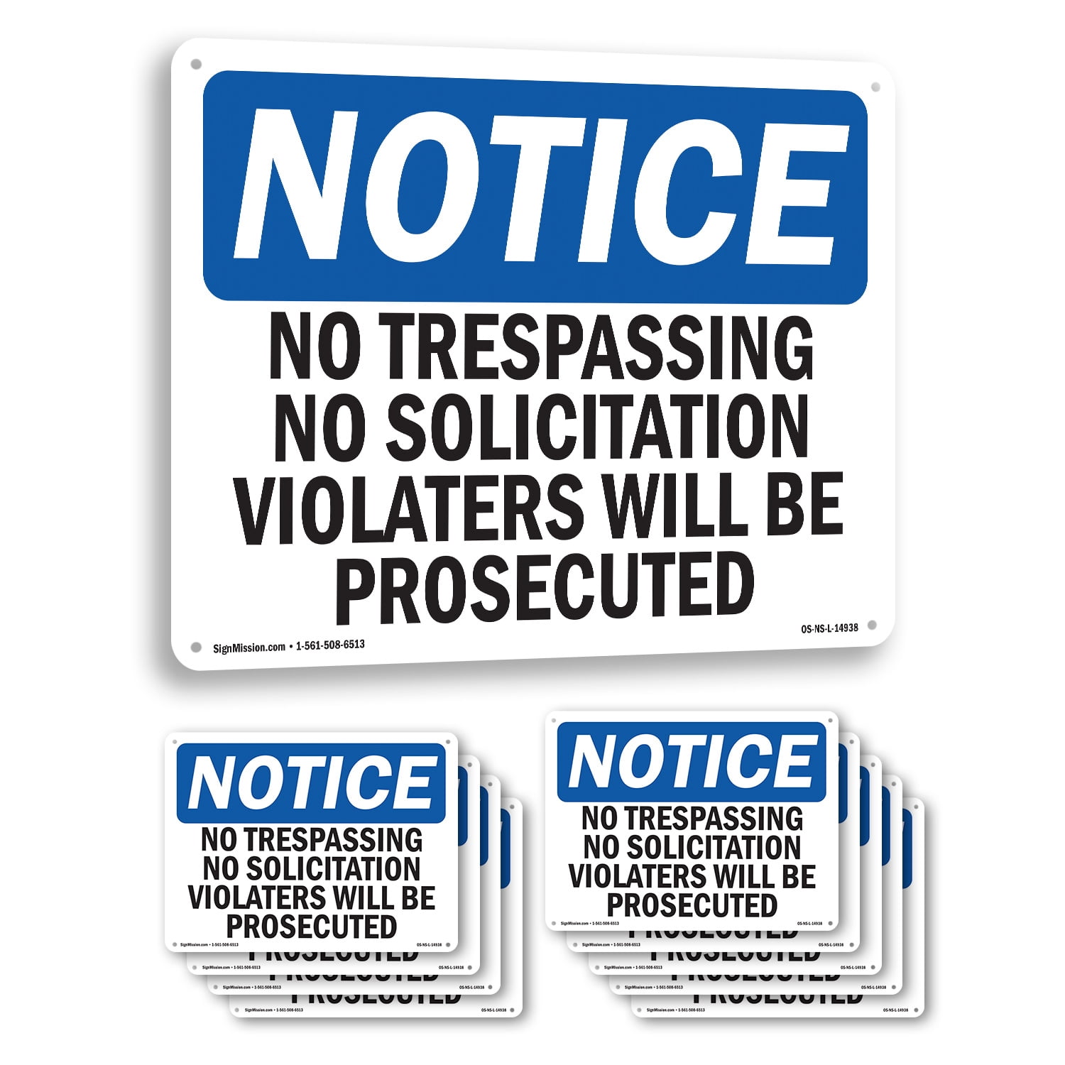 No Trespassing No Solicitation Violators OSHA Notice Aluminum Sign 24 ...