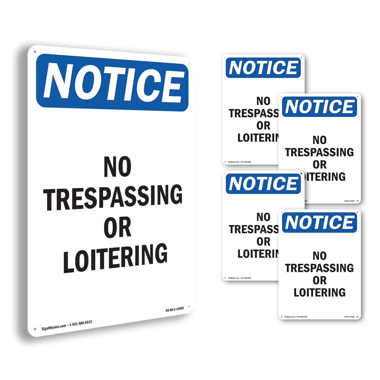 No Trespassing Or Loitering OSHA Notice Aluminum Sign 10 Inch x 7 Inch ...