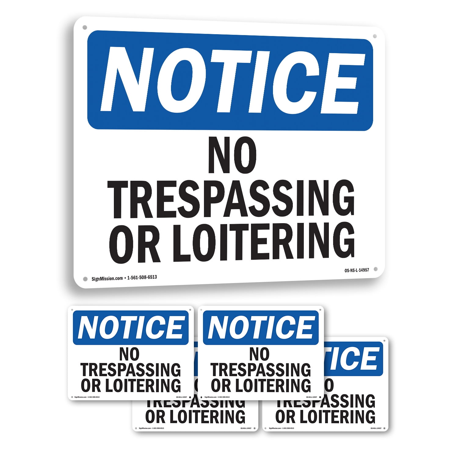 No Trespassing Or Loitering OSHA Notice Aluminum Sign 24 Inch x 18 Inch ...