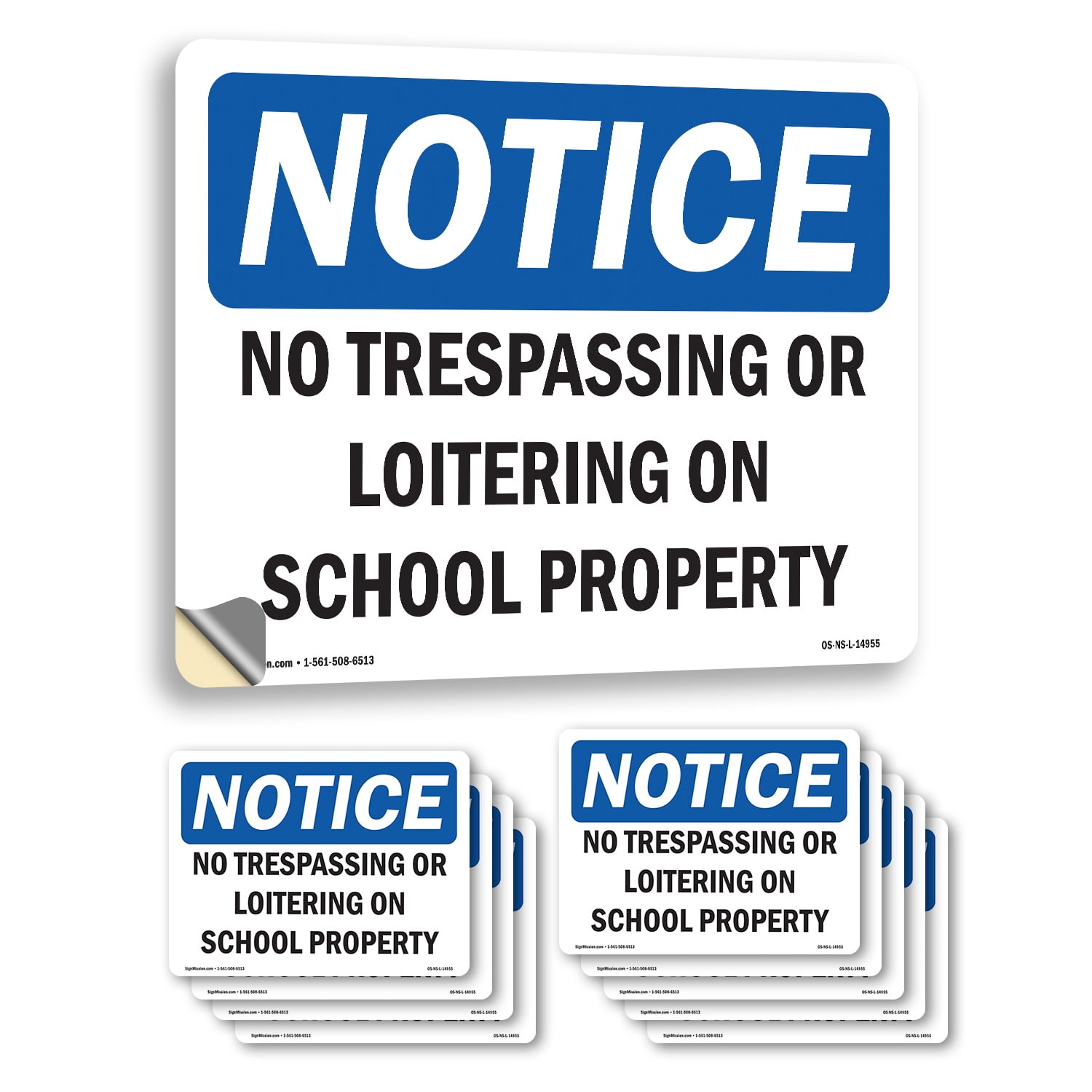No Trespassing Or Loitering On School Property OSHA Notice Vinyl Decal ...