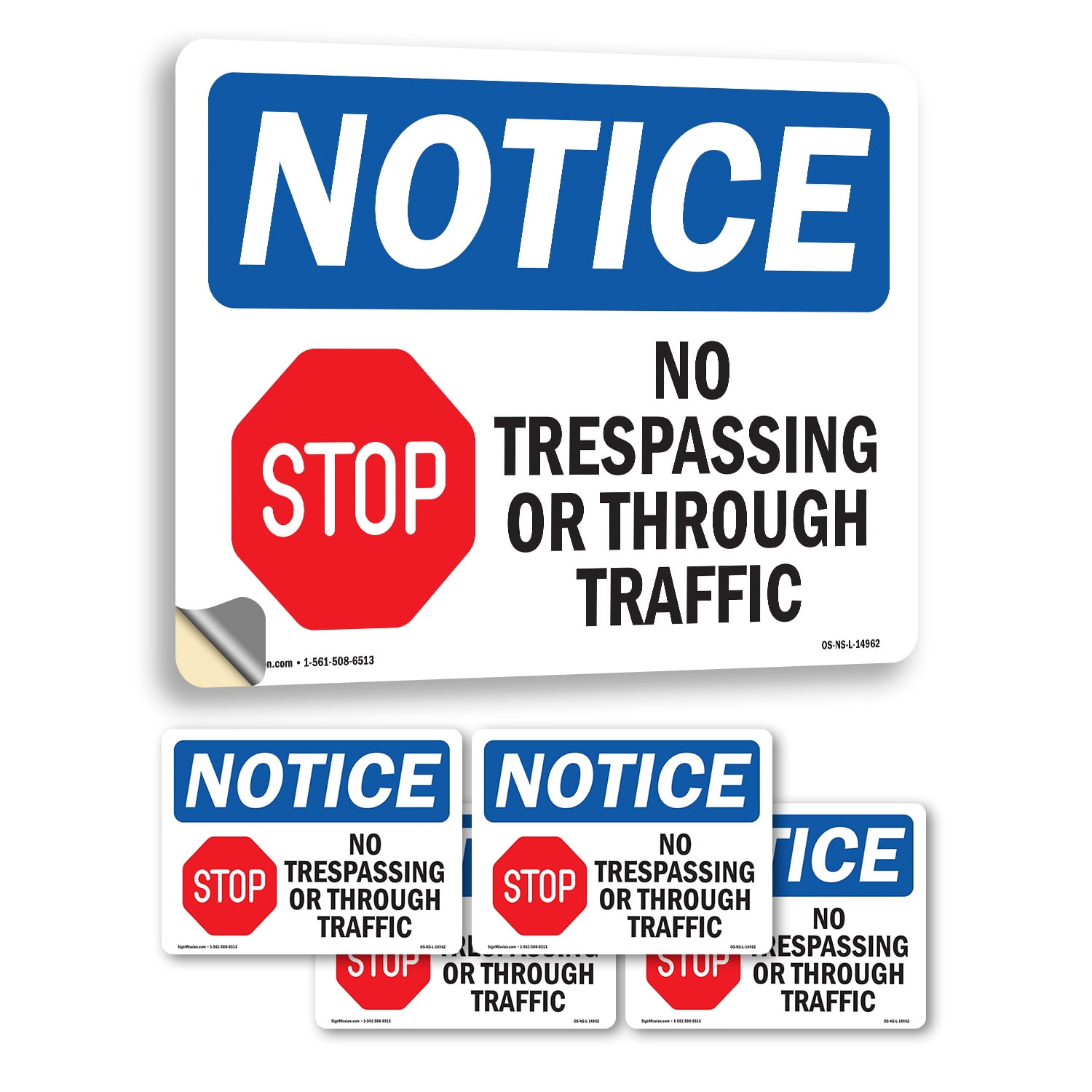 No Trespassing Or Through Traffic With Symbol OSHA Notice Vinyl Decal ...