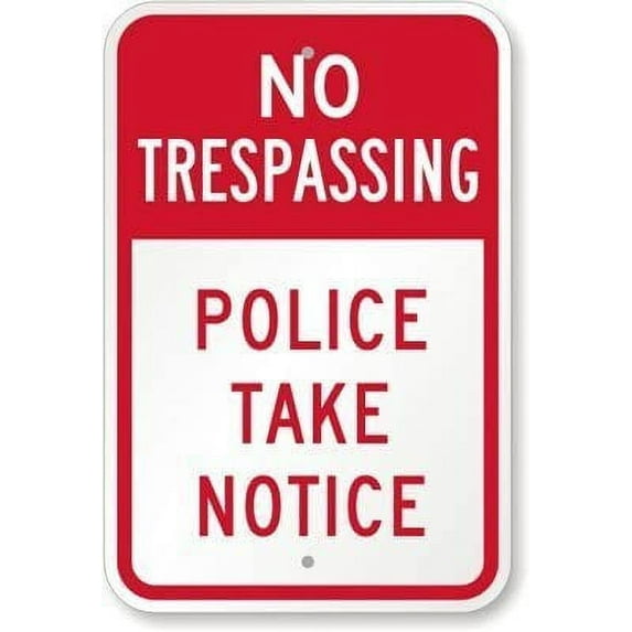 No Trespassing - Police Take Notice Sign Safety Sign Tin Signs Caution Warning Sign Outdoor 8x12 ...