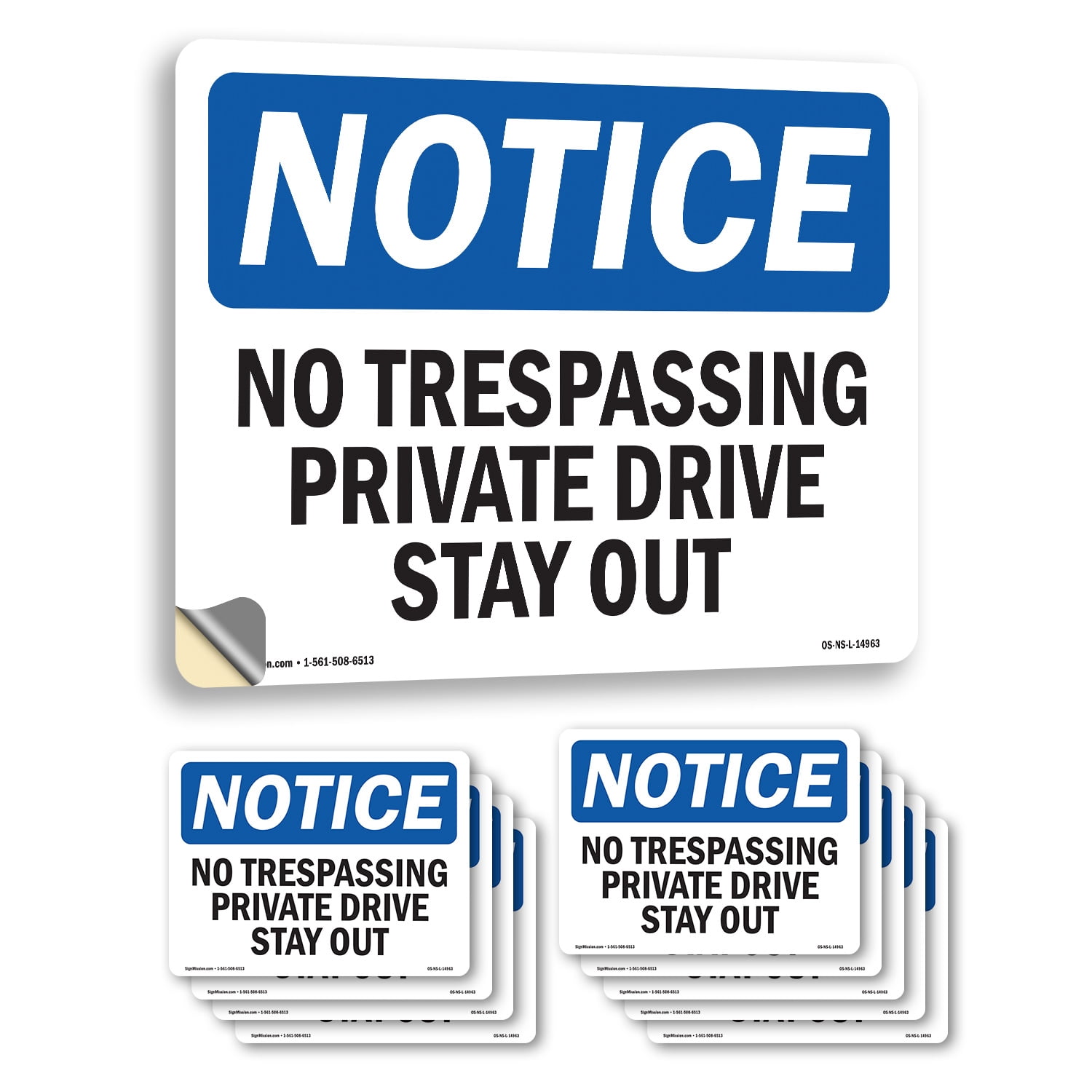 No Trespassing Private Drive Stay Out OSHA Notice Vinyl Decal Label 18 ...