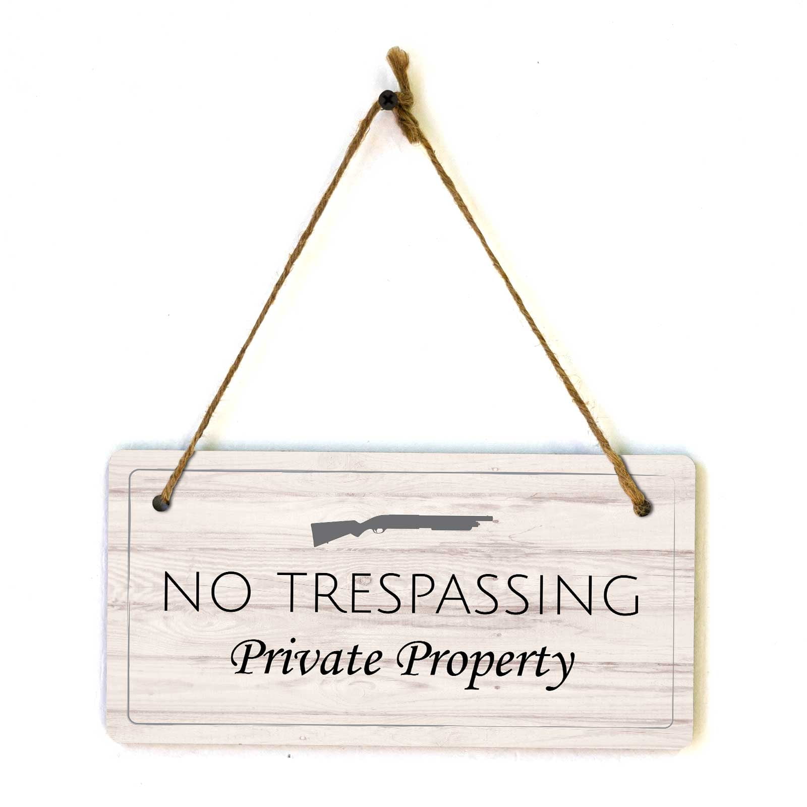 No Trespassing Private Property | Rustic Light Wood 5 x 10" Hanging ...