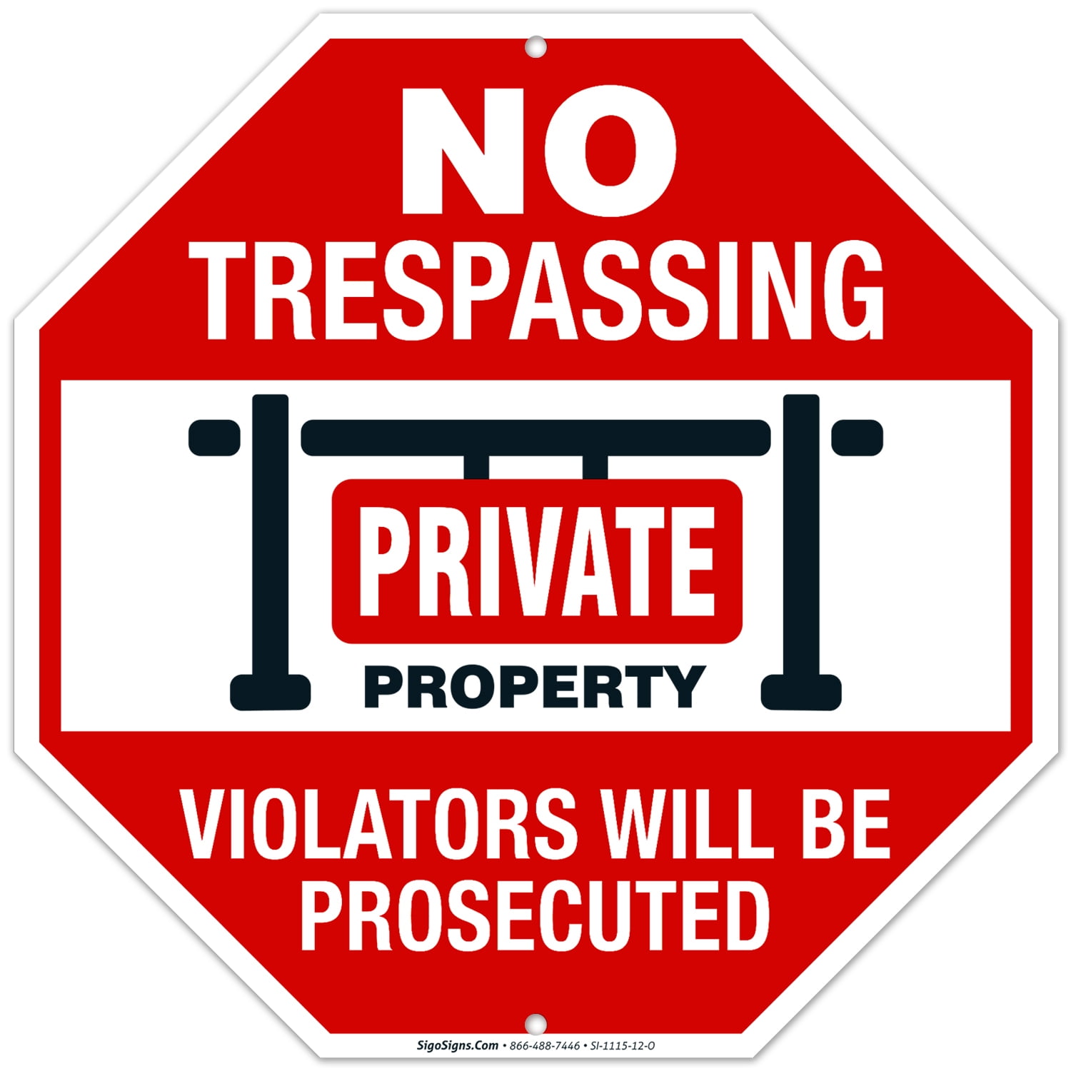 No Trespassing Private Property Sign, 12x12 Aluminum - Walmart.com