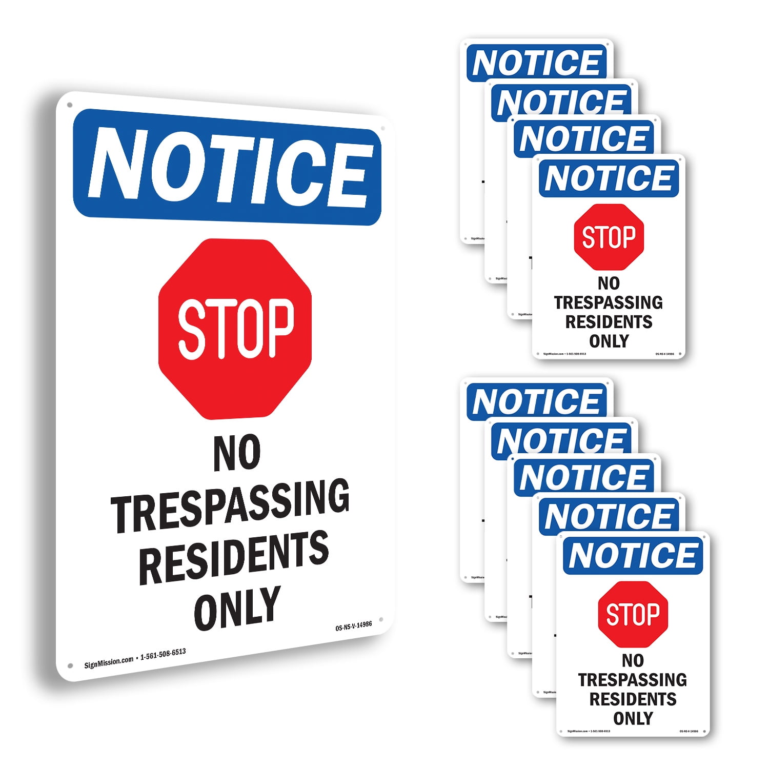 No Trespassing Residents OSHA Notice Rigid Plastic Sign 18 Inch x 12 ...