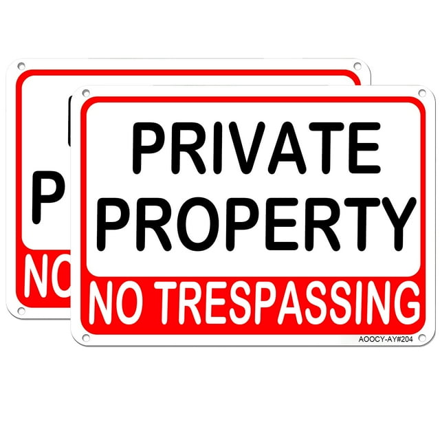 2 Pcs No Trespassing Sign Private Property - Aluminum Rust Free - 7" x ...
