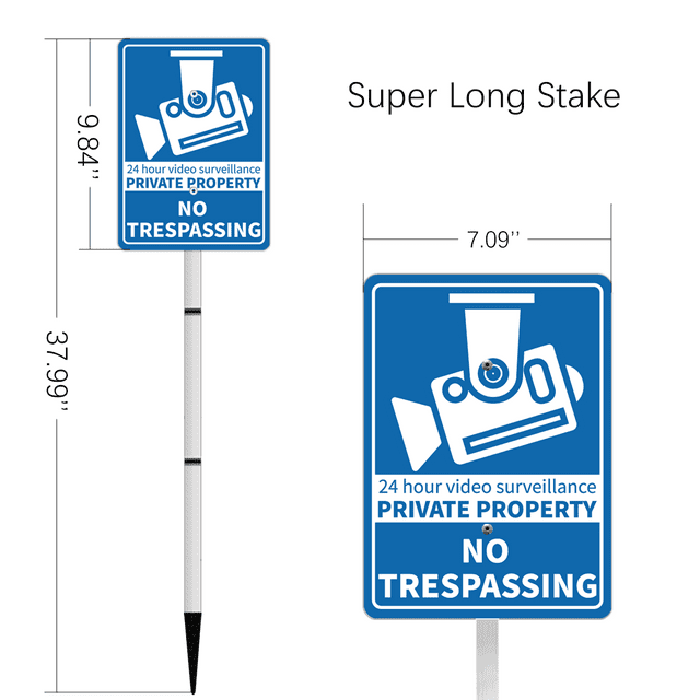 No Trespassing Sign Private Property Metal Sign with Video Surveillance ...